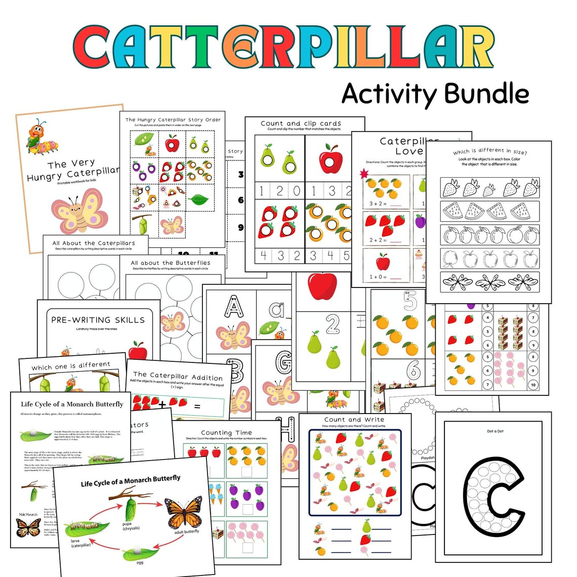 Hungry Caterpillar Theme Learning Pack for Preschool Kindergarten ...