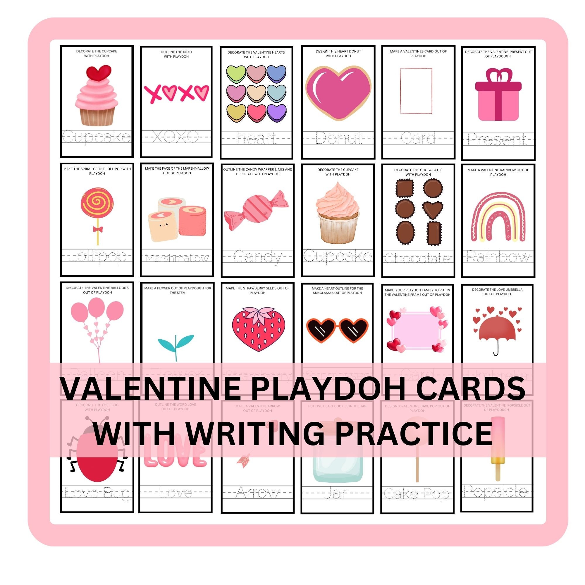 Valentines Day Play Dough Mats Printable Play Doh Activity Fine Motor ...