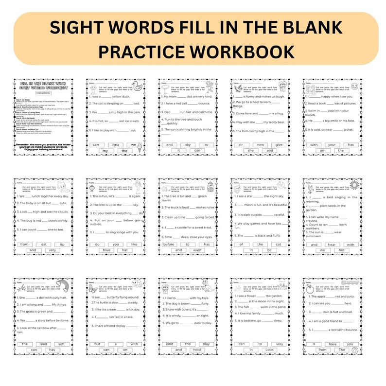 Printable Let's Learn Sight Words Worksheets. Kindergarten-1st Grade ...