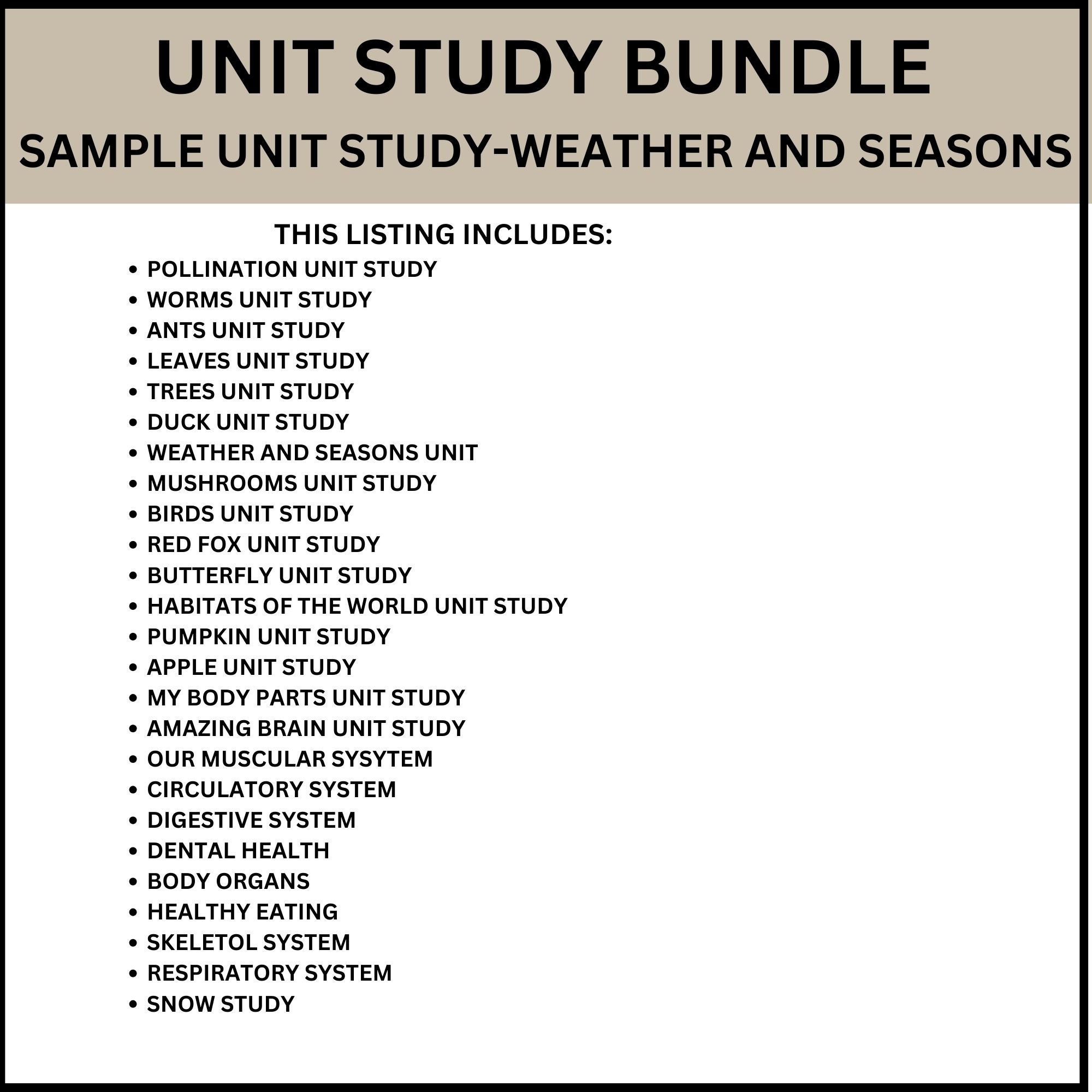 Unit Study MEGA BUNDLE Set of 25 Printable Preschool Unit Studies for ...
