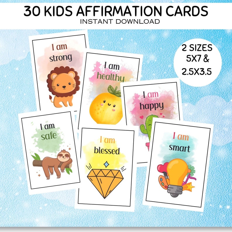 Positive Affirmation Cards for Kids 30 Printable Affirmation Cards ...