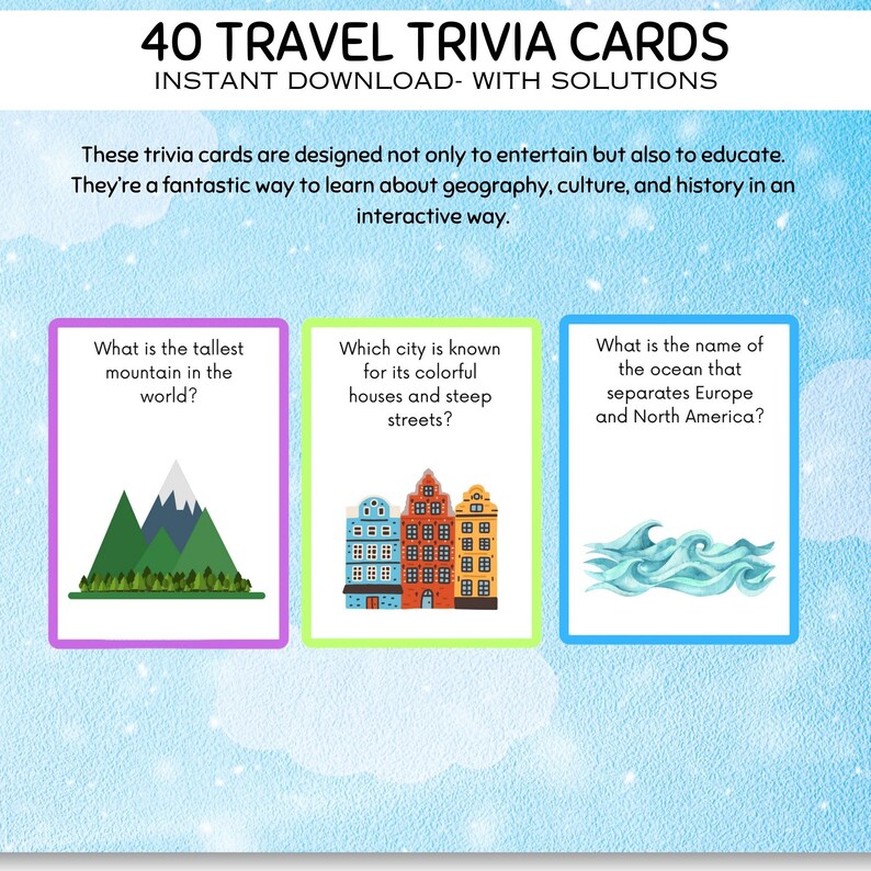 Travel Games for Kids Educational Flashcards Games for Kids Family ...