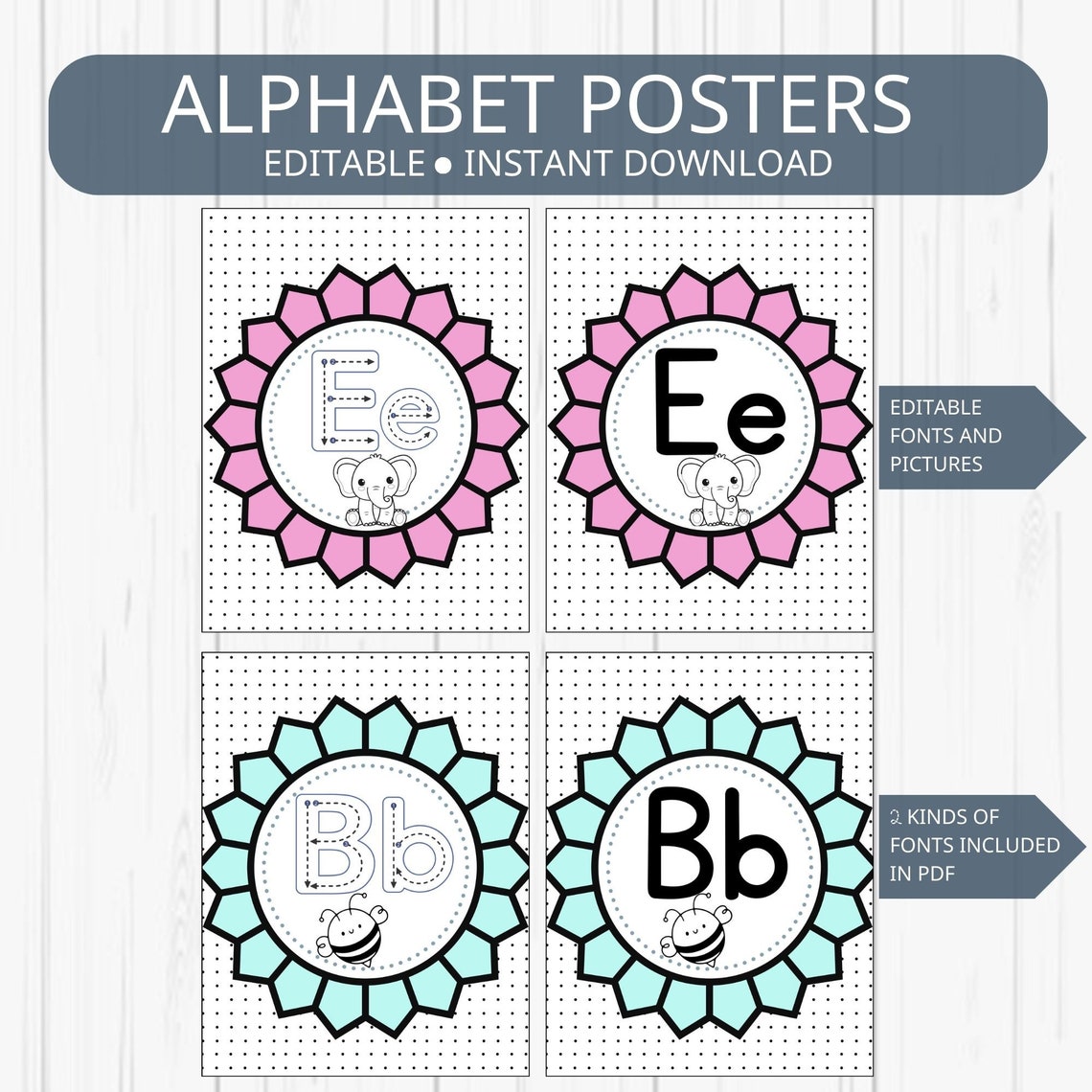 Alphabet Classroom Editable Posters Canva Classroom Decor Pdfs Editable ...