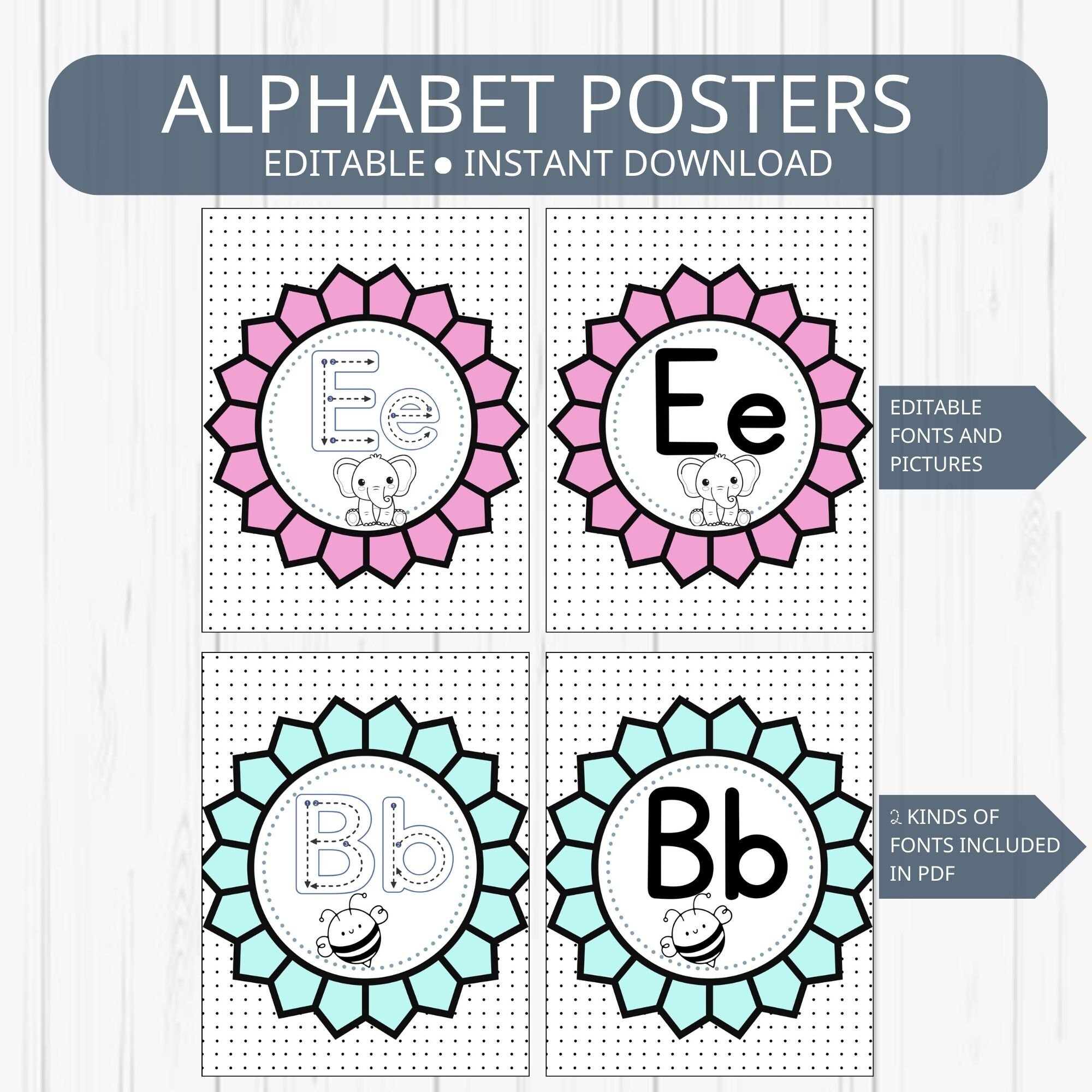 Alphabet Classroom Editable Posters Canva Classroom Decor Pdfs Editable ...