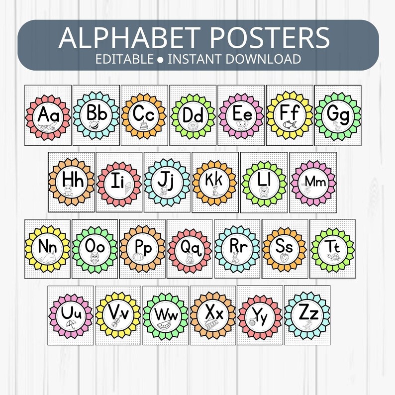 Alphabet Classroom Editable Posters Canva Classroom Decor Pdfs Editable ...