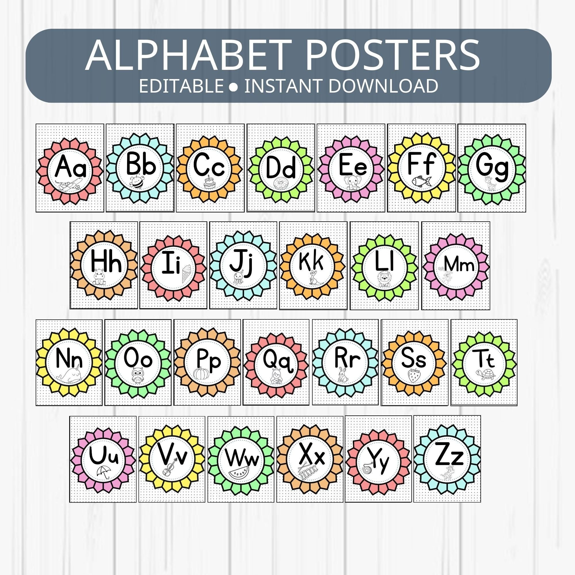 Alphabet Classroom Editable Posters Canva Classroom Decor Pdfs Editable ...