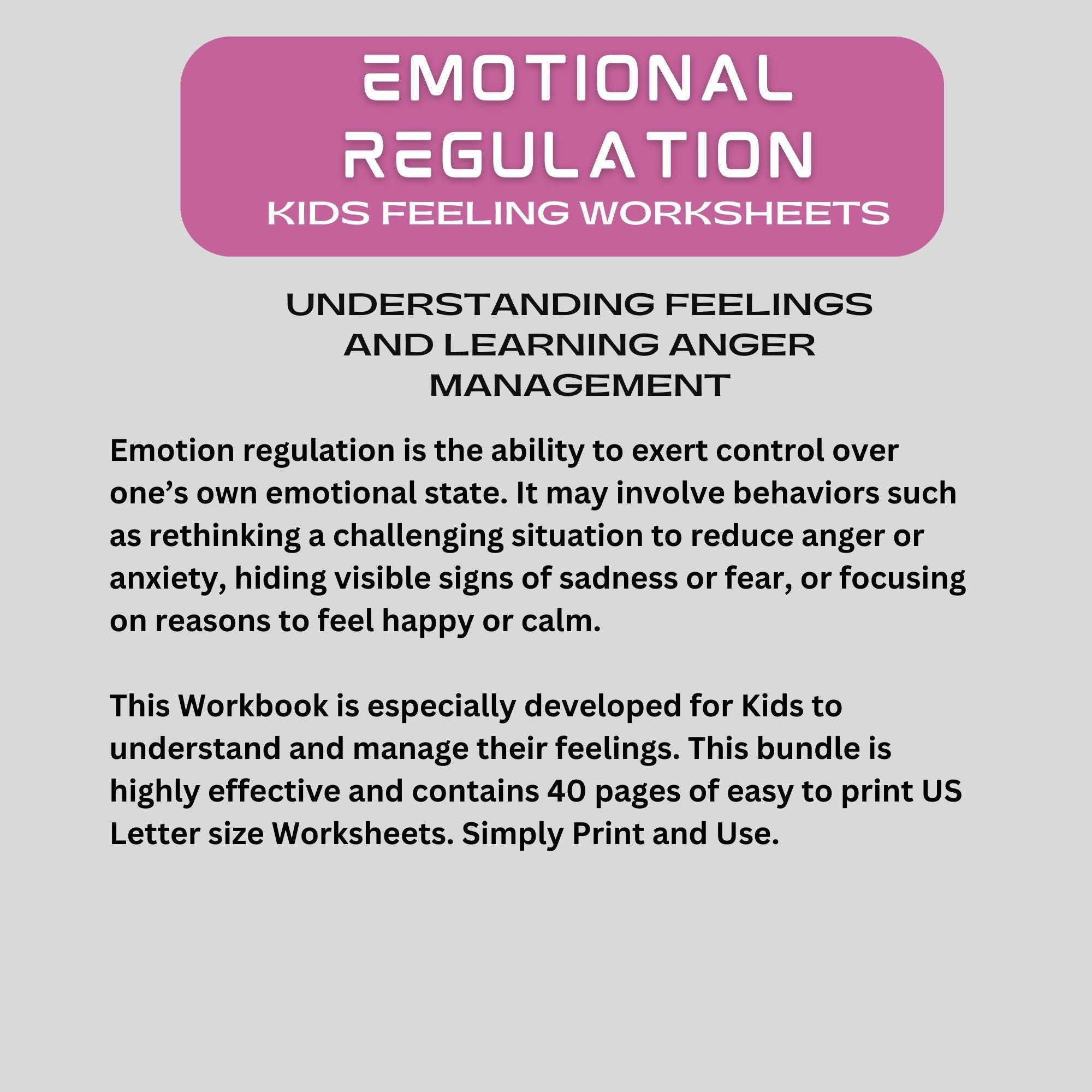 Self Regulation Zone Kids Feeling Worksheets School Counselling ...