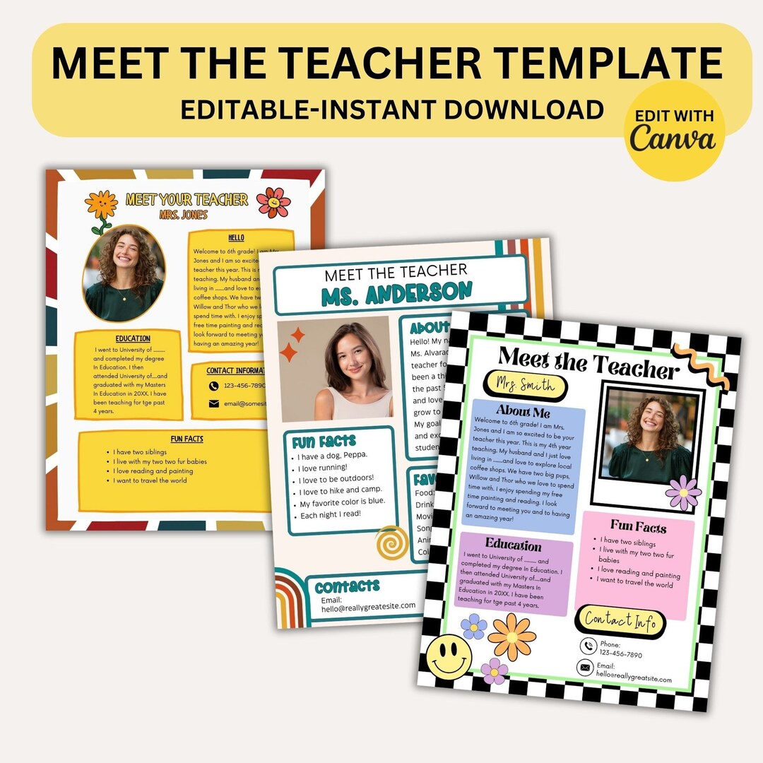 Meet the Teacher Classroom Printable Template Teacher Introduction ...