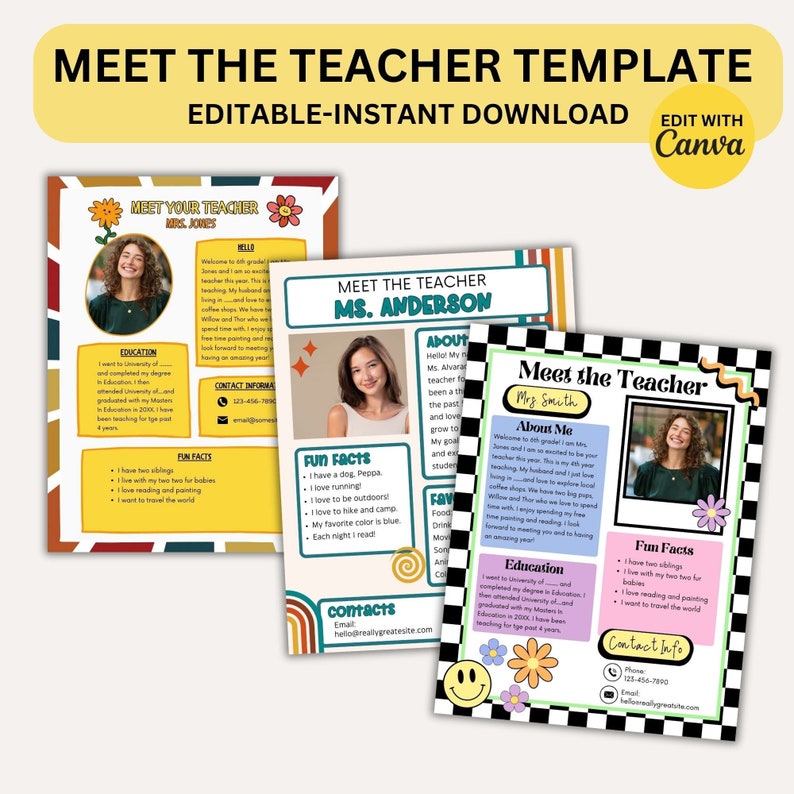 Meet the Teacher Classroom Printable Template Teacher Introduction ...