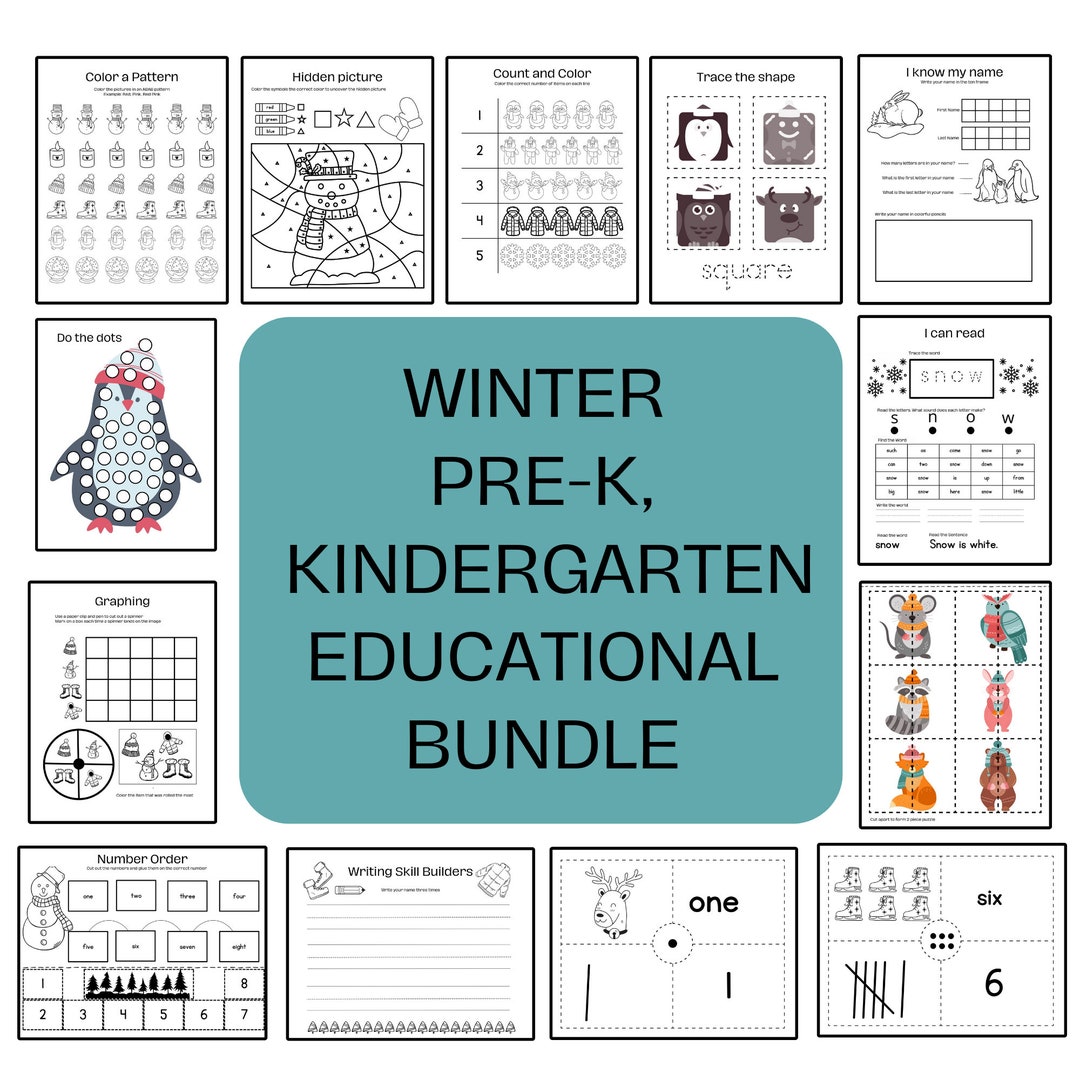 Winter Preschool and Kindergarten Learning Activities Bundle ...