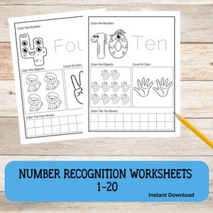1-20 Number Tracing Preschool Worksheet Printable Handwriting Practice ...