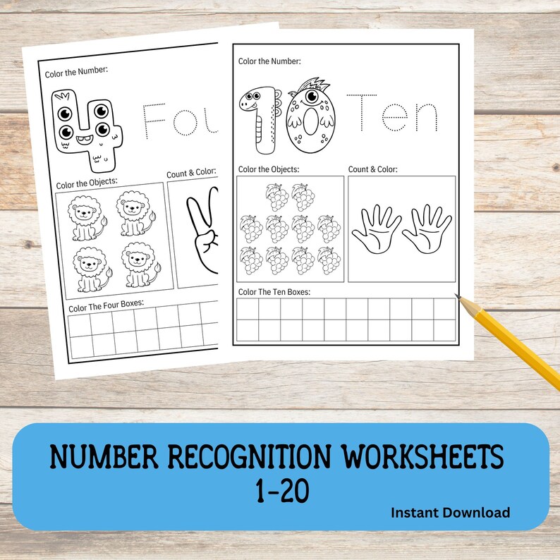 1-20 Number Tracing Preschool Worksheet Printable Handwriting Practice ...