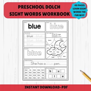 Sight Words Worksheets Printable Instant Download Preschool ...