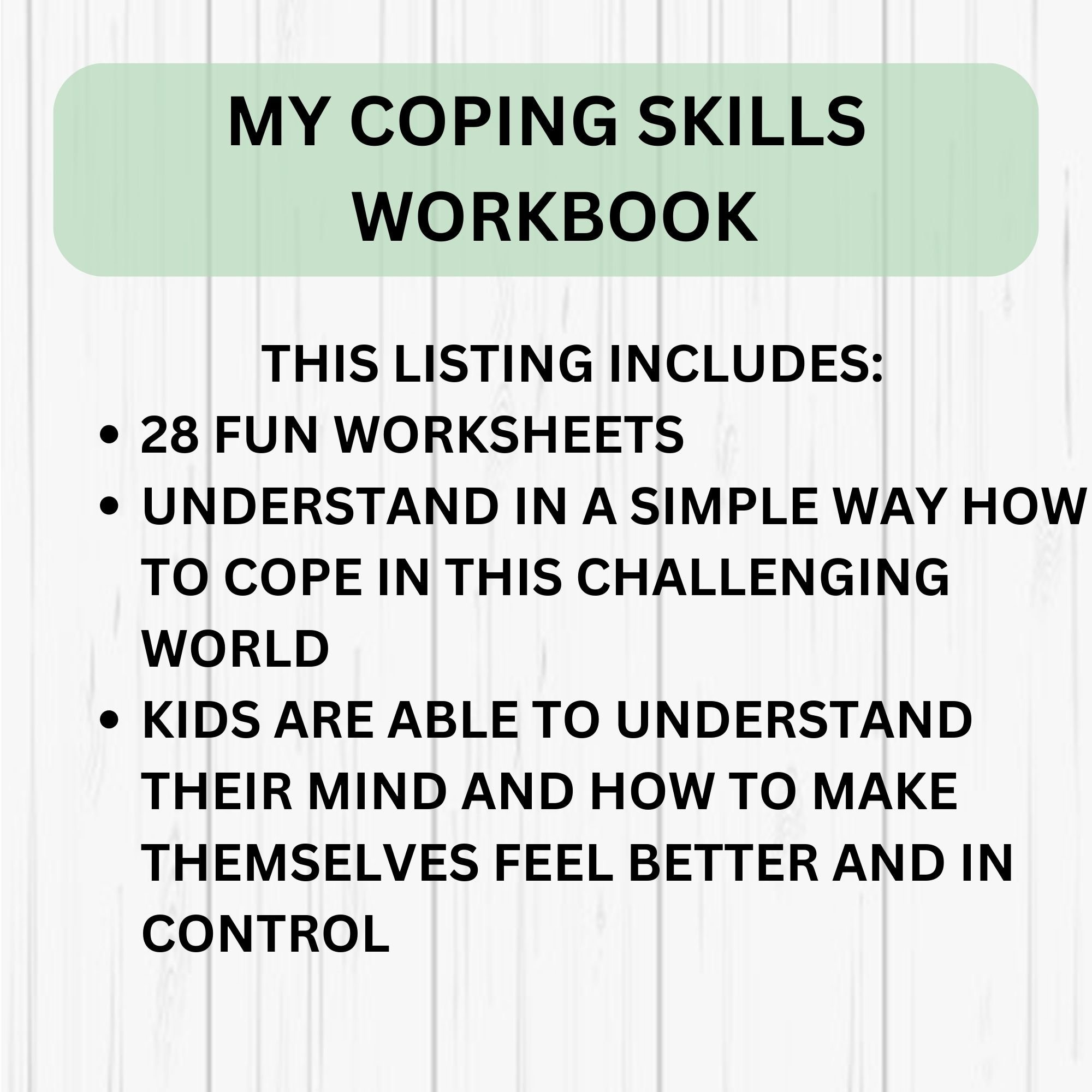 Coping Skills Kids Workbook Worksheets Calming Strategies Emotional ...