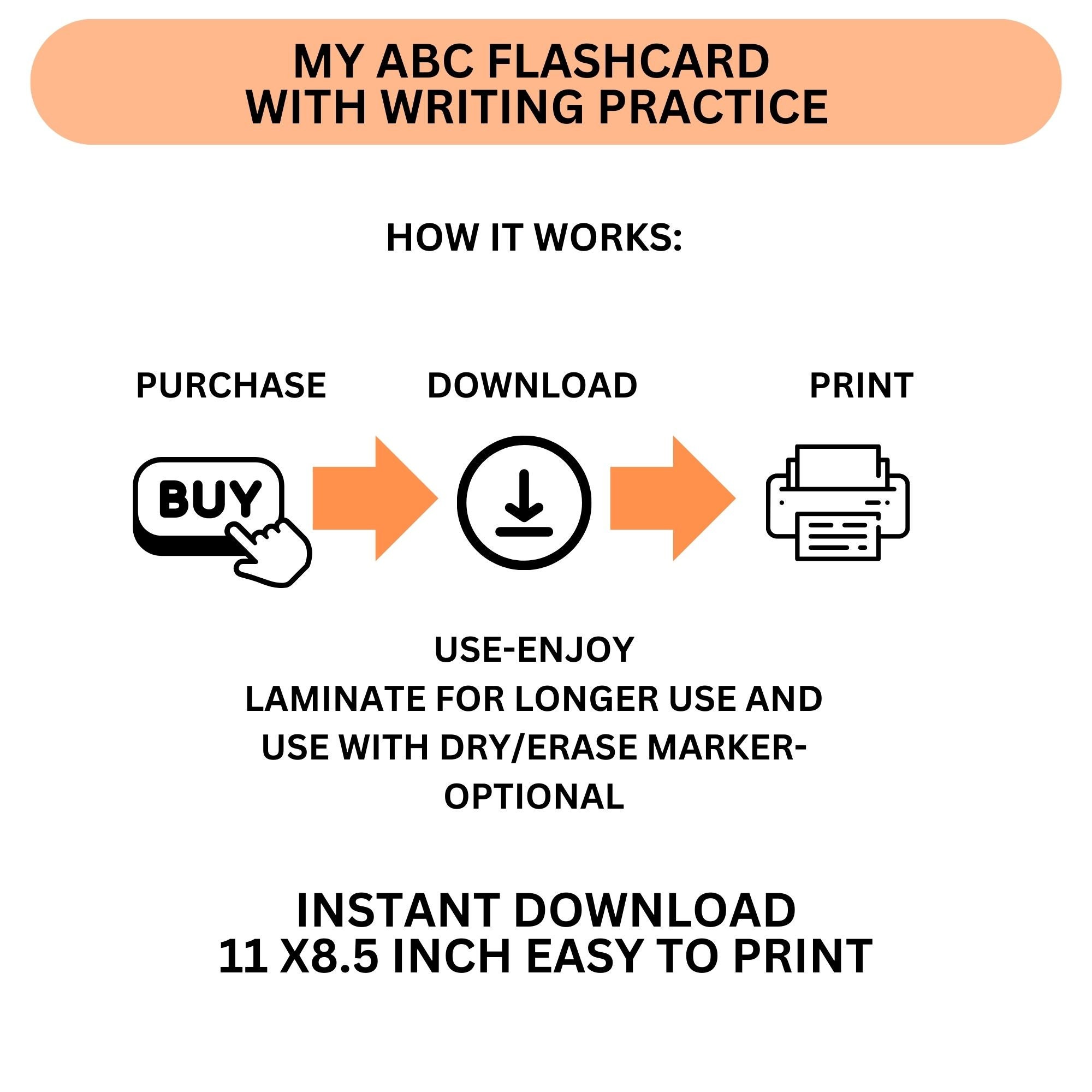 Printable Alphabet Flash Cards With Writing Practice Classroom Decor ...