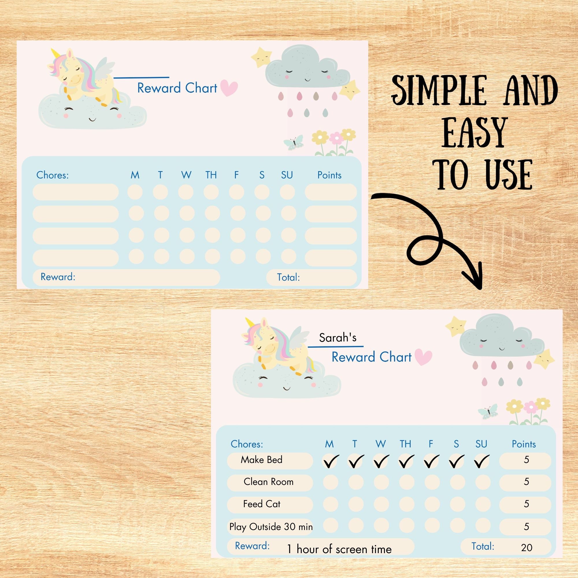 Reward Chart Printable Unicorn Editable Behavior Chart Personalized ...
