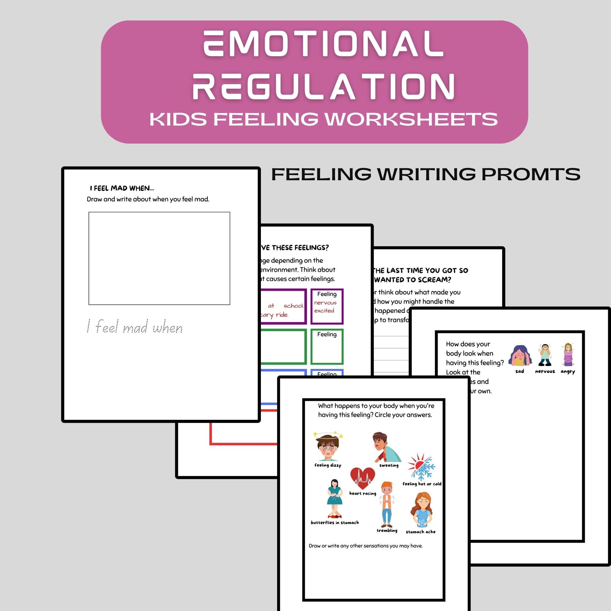 Self Regulation Zone Kids Feeling Worksheets School Counselling ...