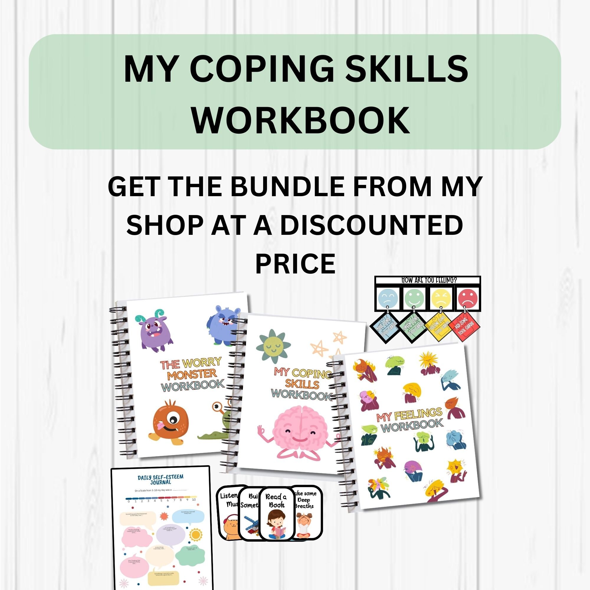 Coping Skills Kids Workbook Worksheets Calming Strategies Emotional ...