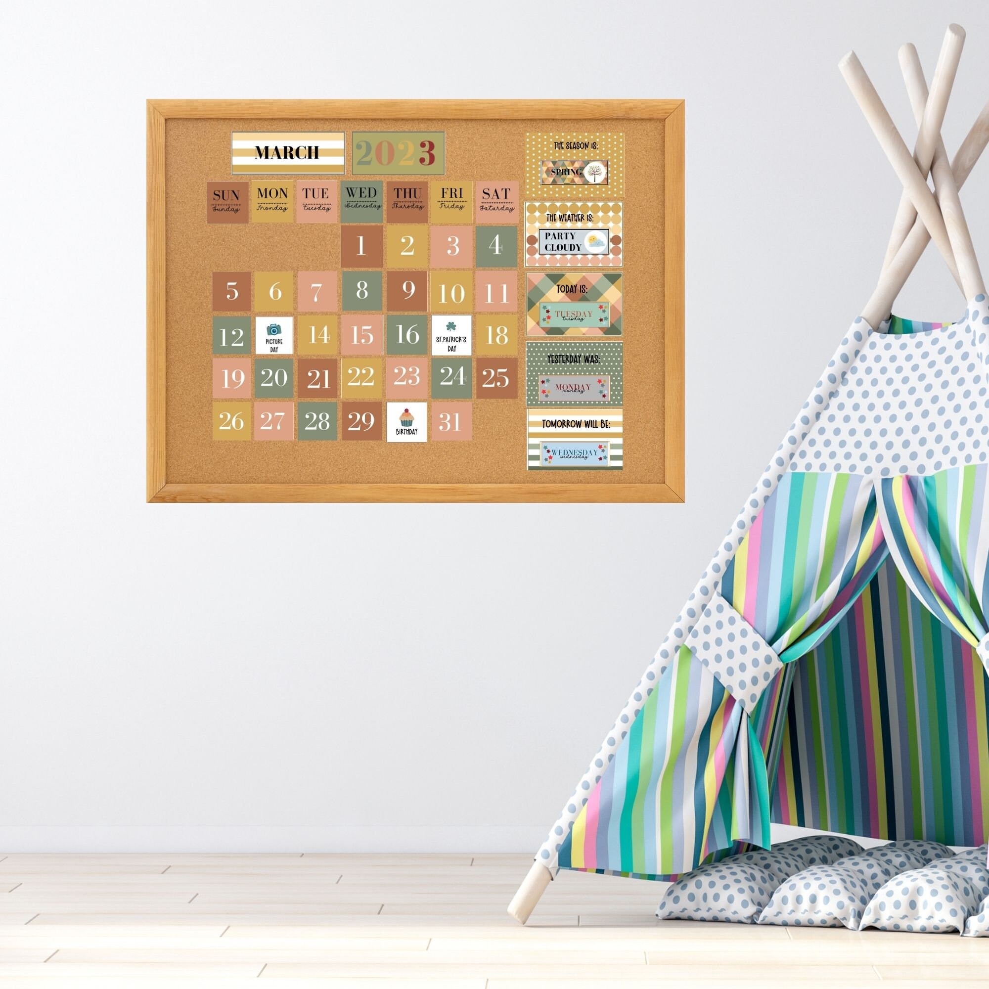 Classroom Calendar Display Weather Station Seasons Alphabet Banner ...