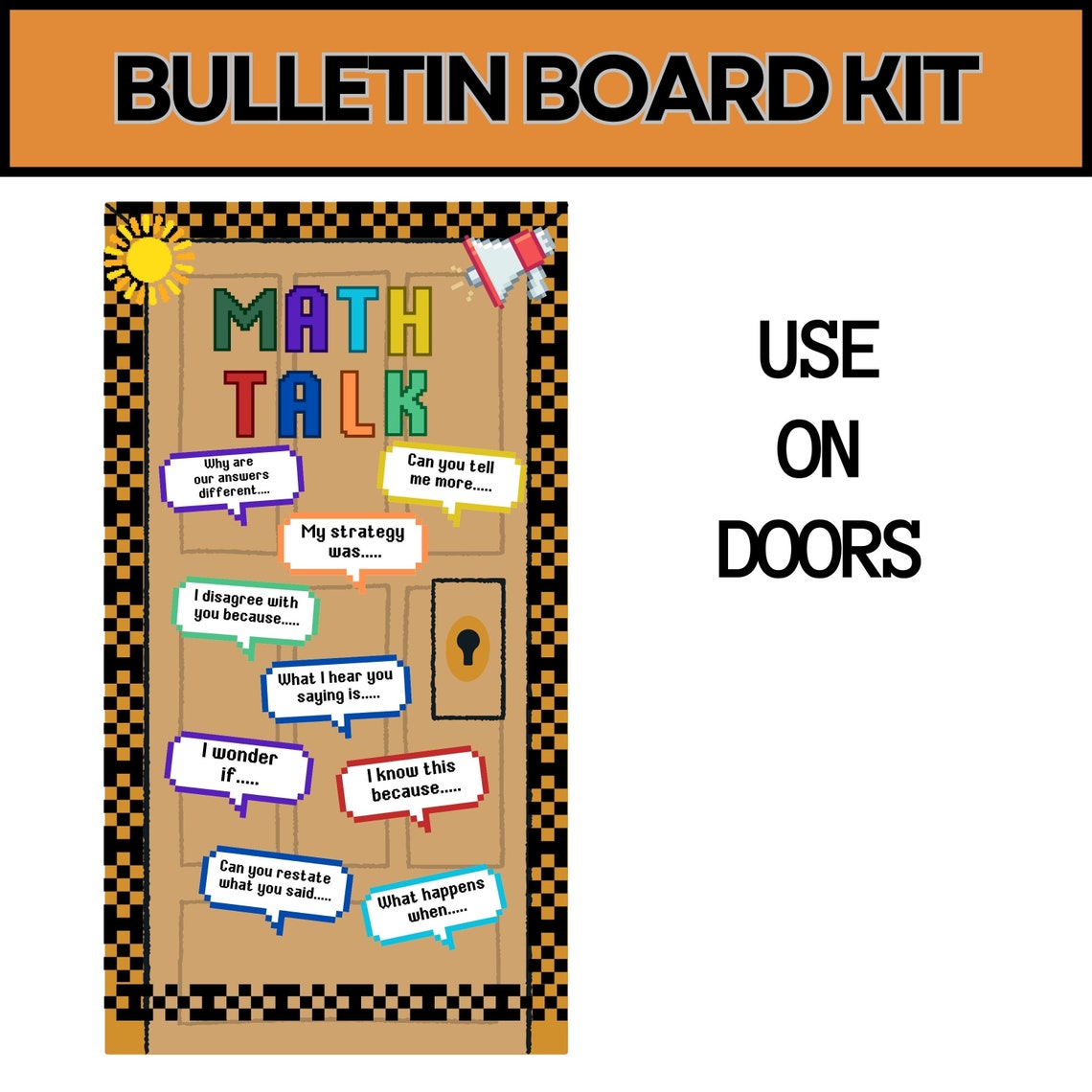 Groovy Pixel Classroom Decor Math Talk Bulletin Board Math Talk Posters ...