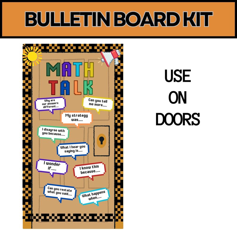 Groovy Pixel Classroom Decor Math Talk Bulletin Board Math Talk Posters ...