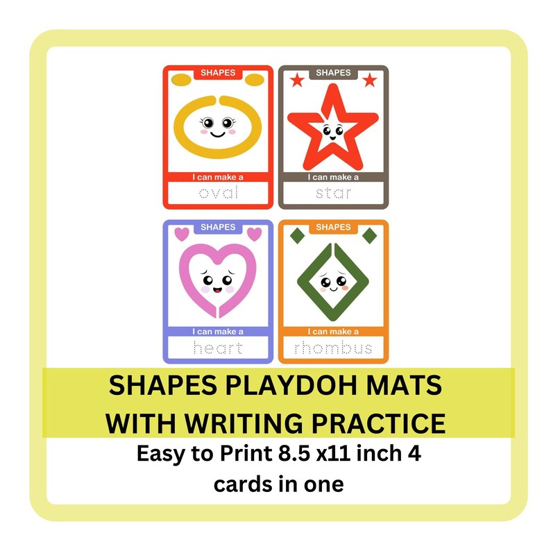 Shapes Play Dough Mats Printable Playdough Activity Toddler Preschool ...