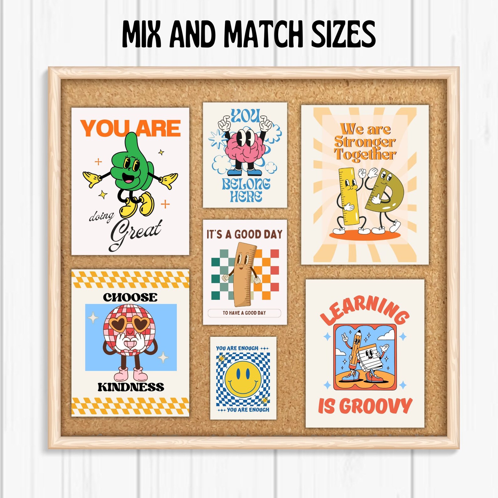 Retro Motivational Posters Groovy Classroom Decor Growth Mindset ...