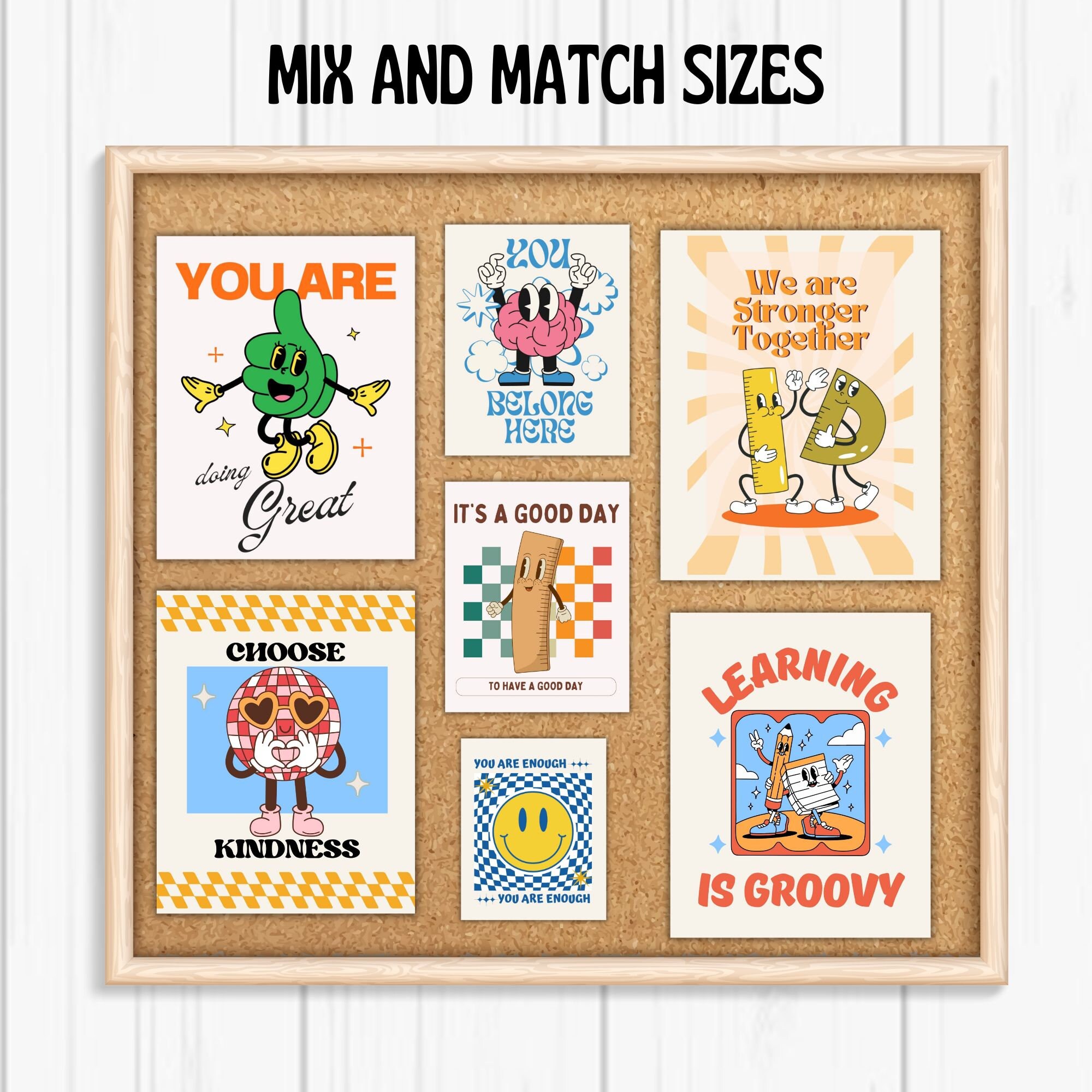 Retro Motivational Posters Groovy Classroom Decor Growth Mindset ...