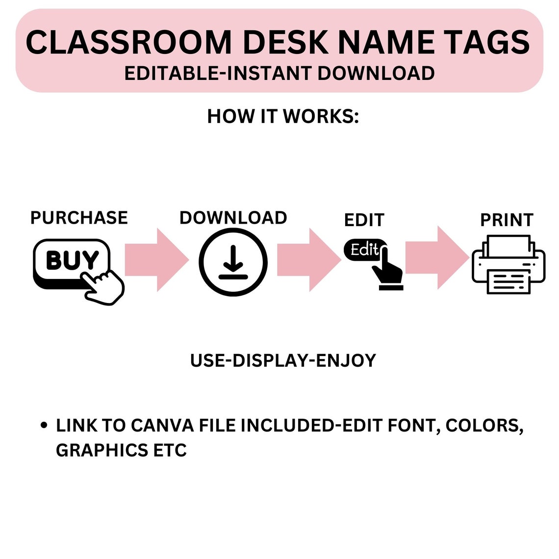 Student Desk Name Labels Editable Classroom Printables Student Name ...