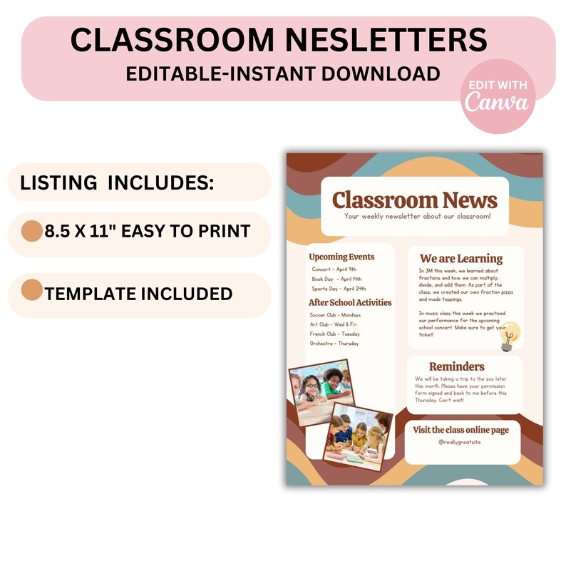 Classroom Newsletter Editable Templates Back to School Newsletter Boho ...