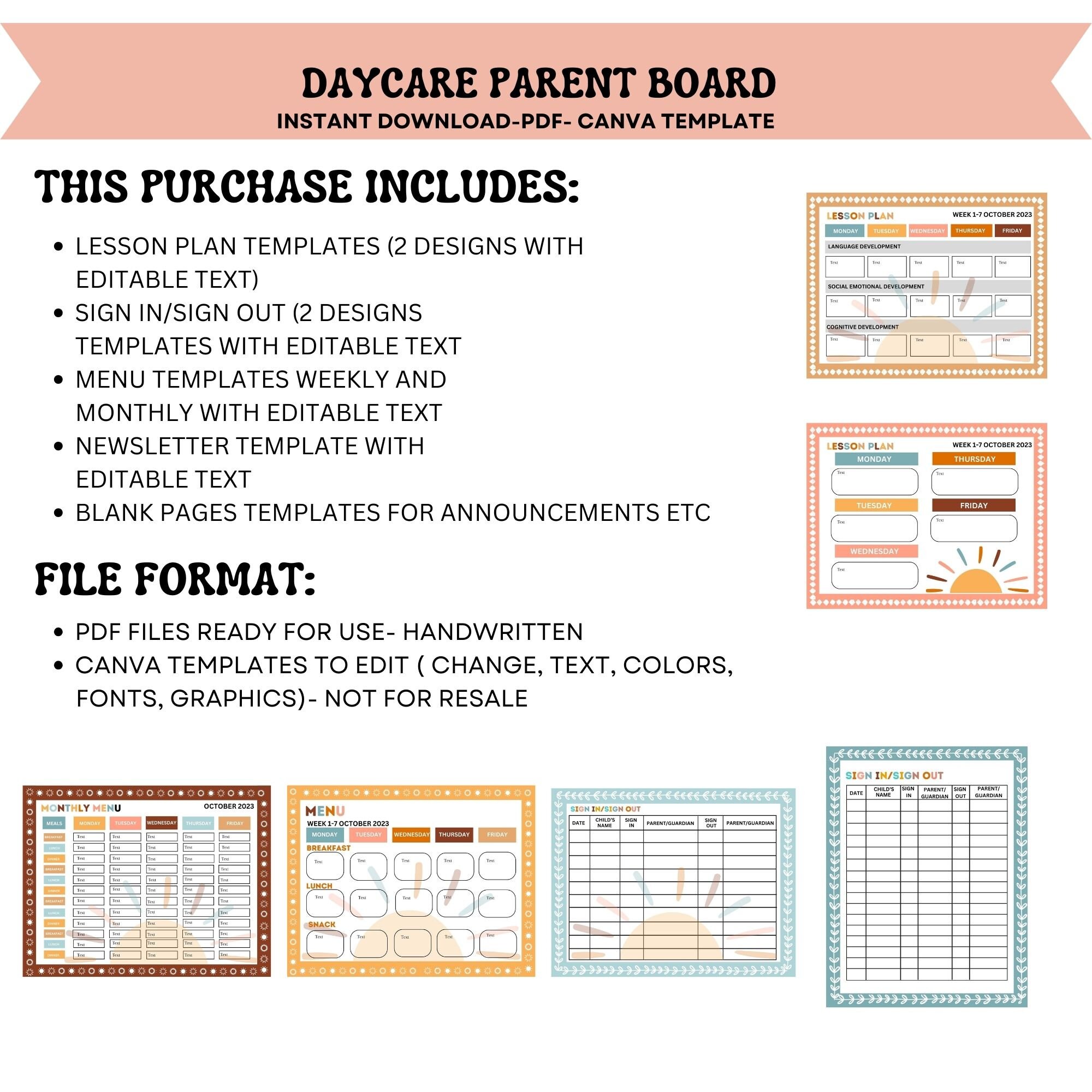 Daycare Parent Board Childcare Bulletin Board Canva Editable - Etsy