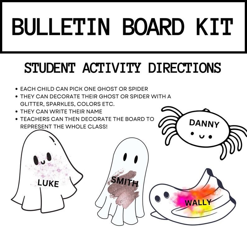 Halloween Bulletin Board Kit With Student Activity Modern Halloween ...