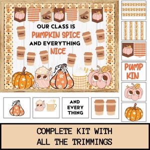 Pumpkin Spice Bulletin Board Retro Pumpkin Latte Bulletin Board Fall ...