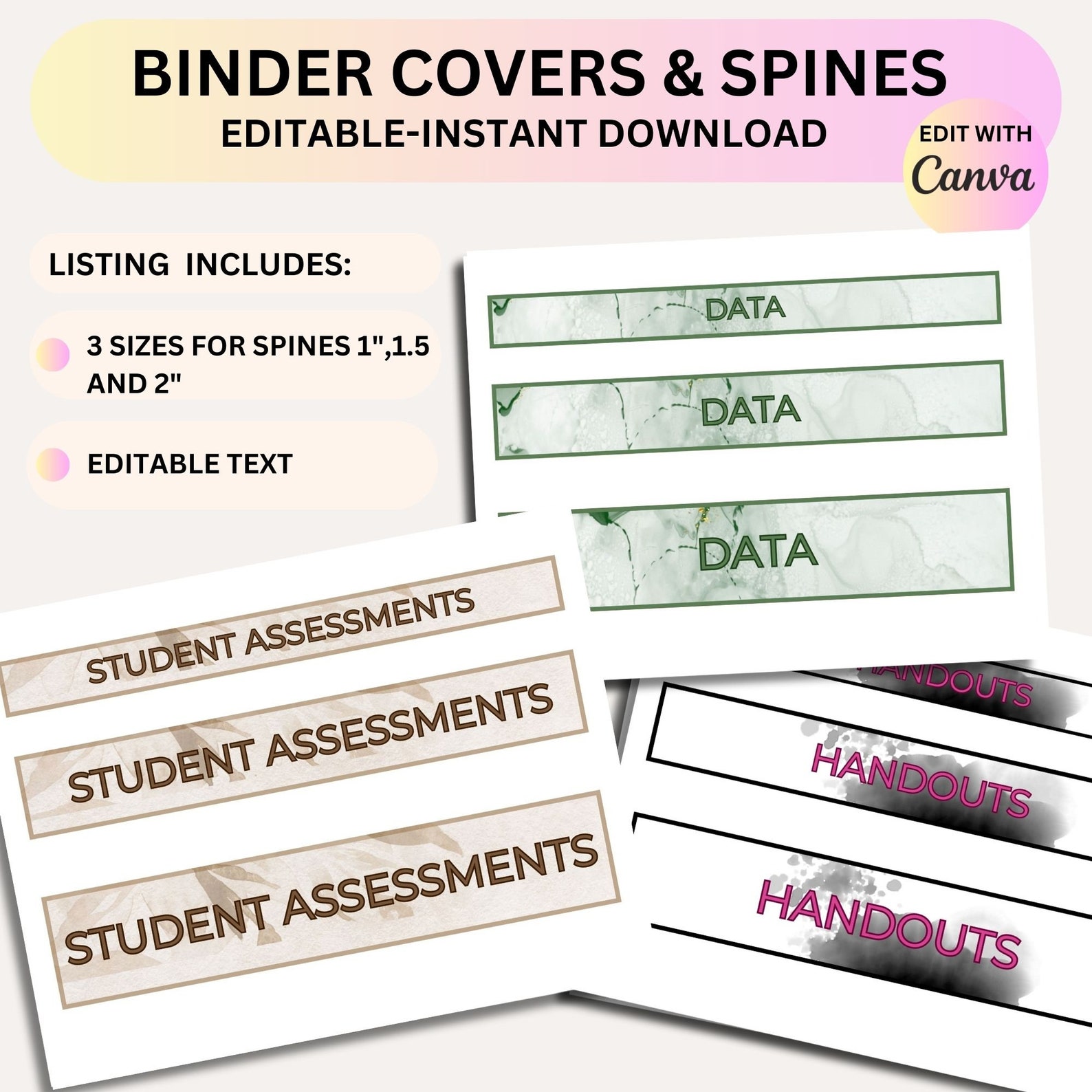 Classroom Binder Covers and Spines Editable Watercolor Teacher ...