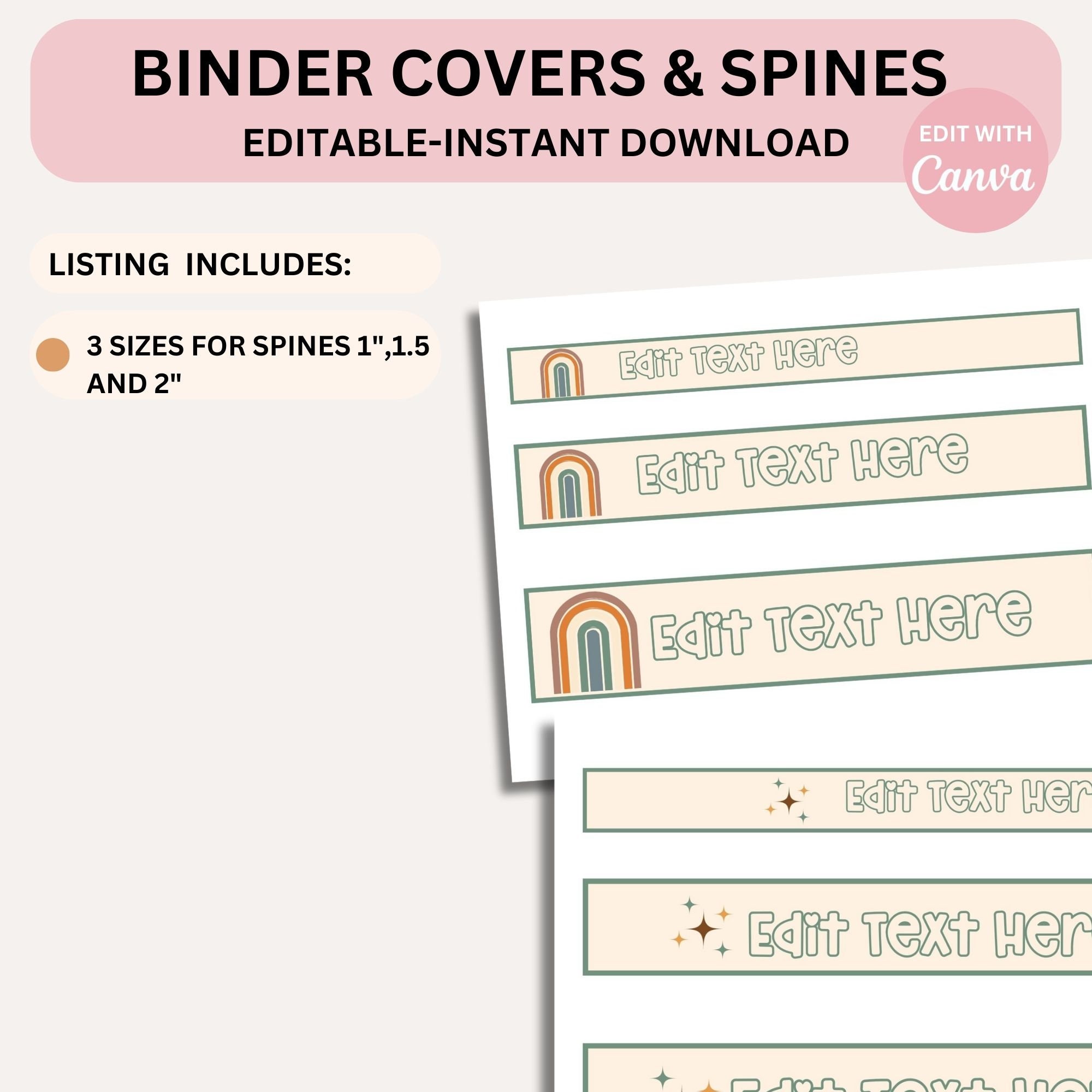 Classroom Binder Covers and Spines Editable Modern Boho Teacher ...