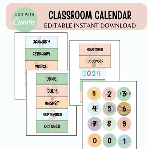Classroom Calendar Display and Weather Station, Printable Modern Boho ...