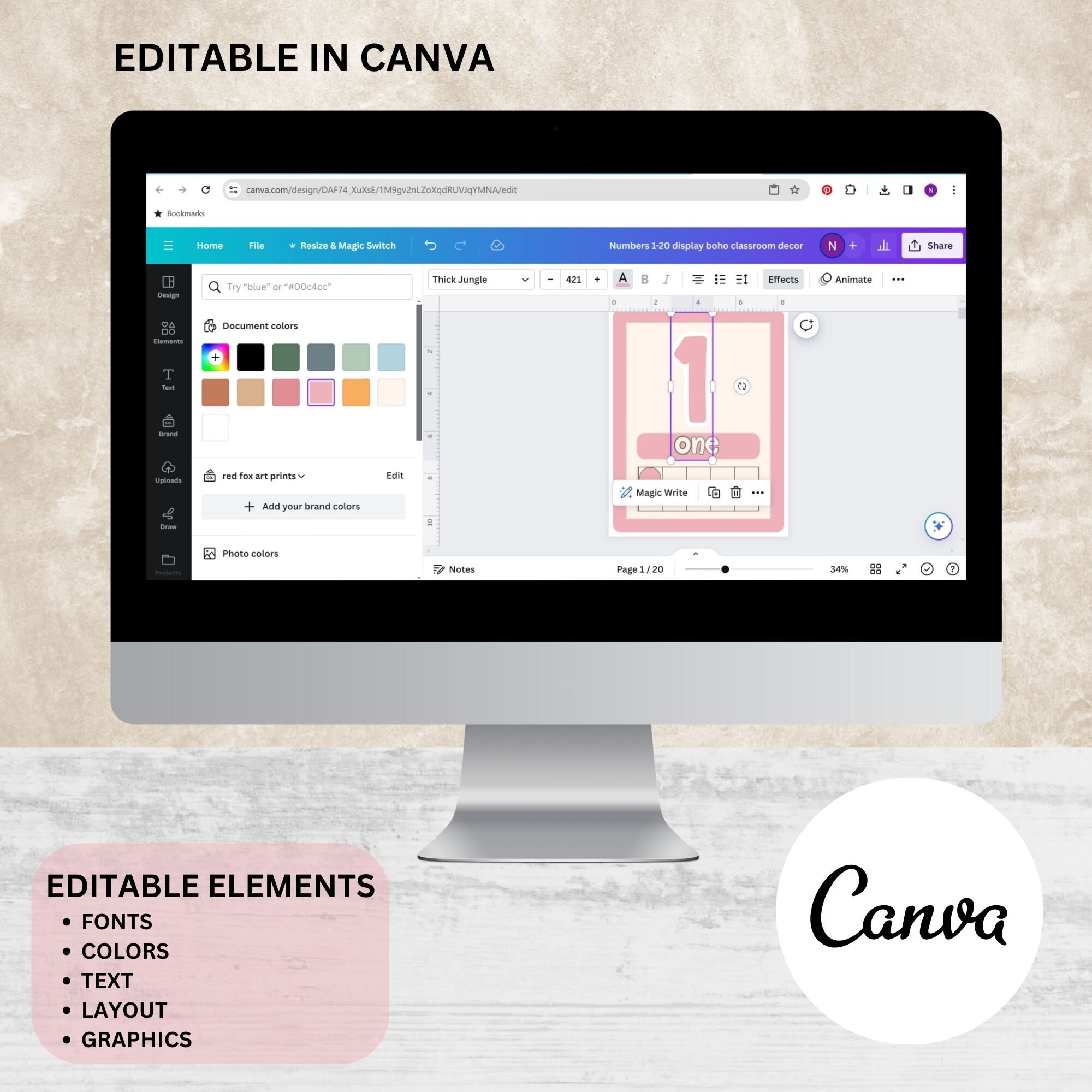 Number Ten Frames Classroom Editable Posters Modern Boho Counting ...