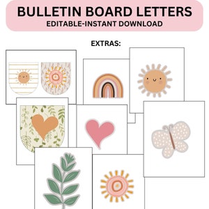 Classroom Bulletin Board Letters Editable in Canva Boho Modern ...