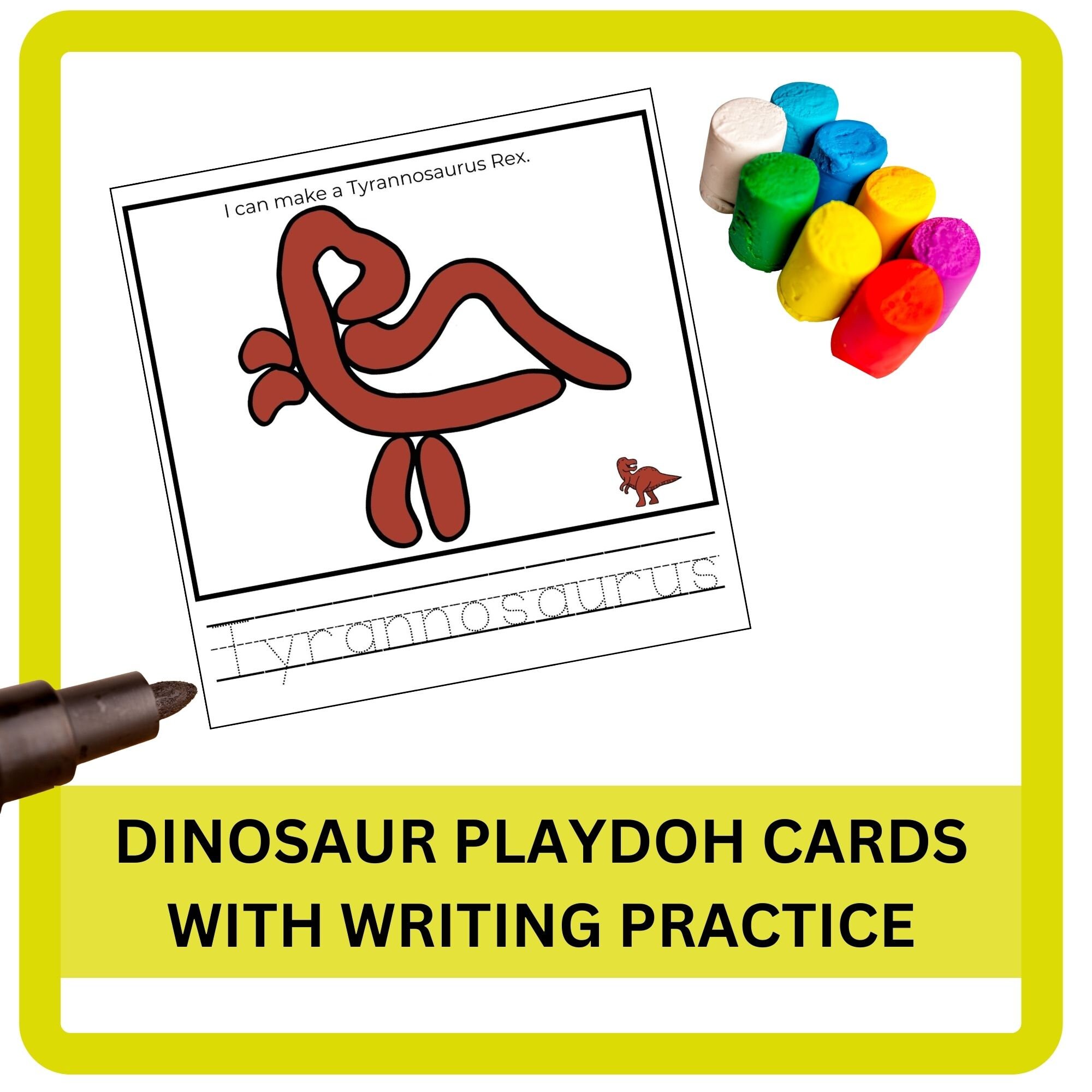 Dinosaur Play Doh Mats Visual Cards Printable Play Dough Party ...