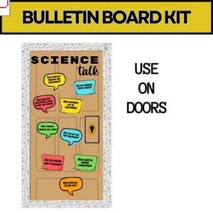 Bright Science Talk Bulletin Board Science Classroom Decor Science Door ...