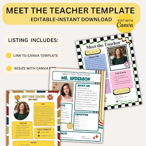 Meet the Teacher Classroom Printable Template Teacher Introduction ...