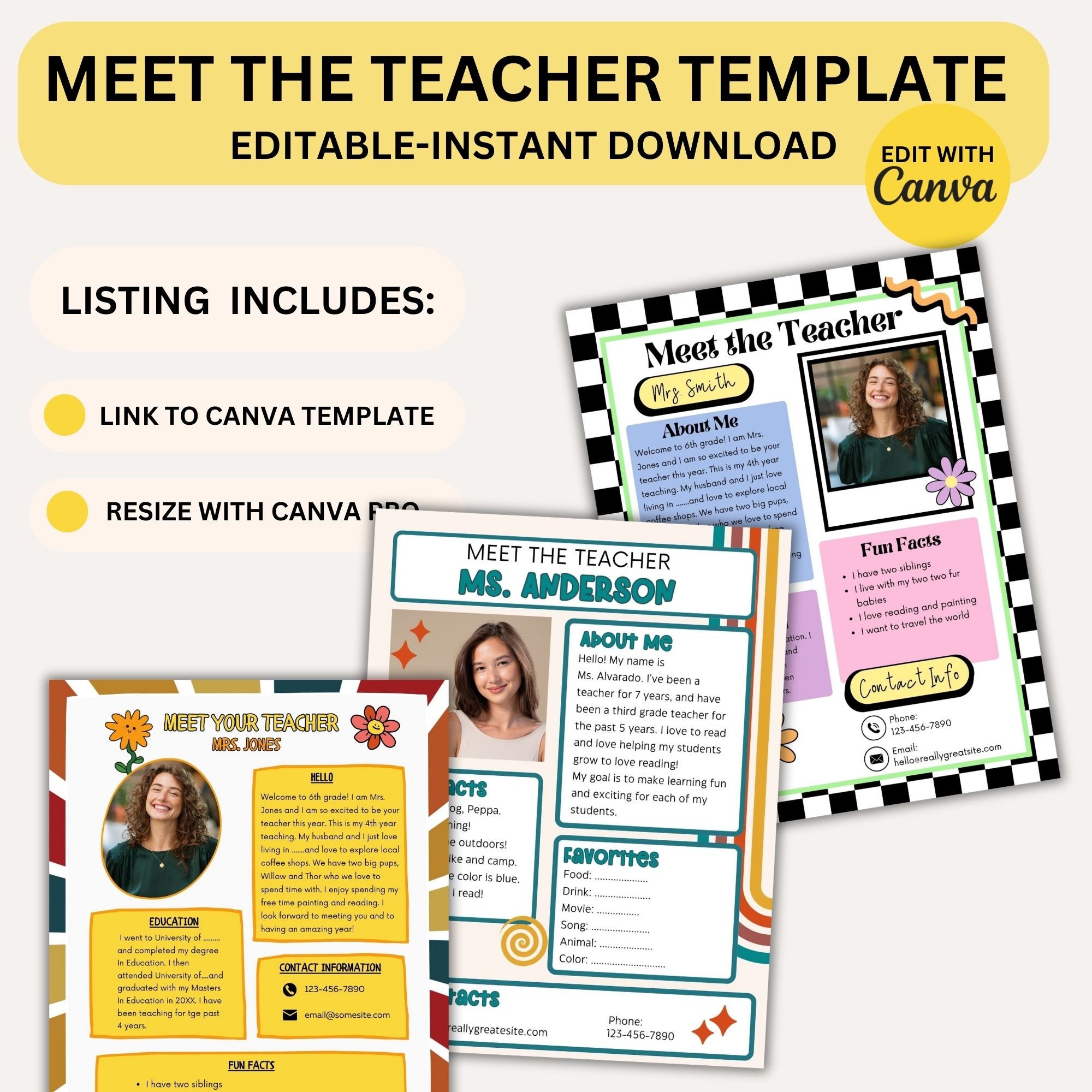 Meet the Teacher Classroom Printable Template Teacher Introduction ...
