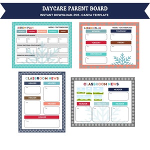 Winter Daycare Parent Board Childcare Bulletin Board Canva Editable ...