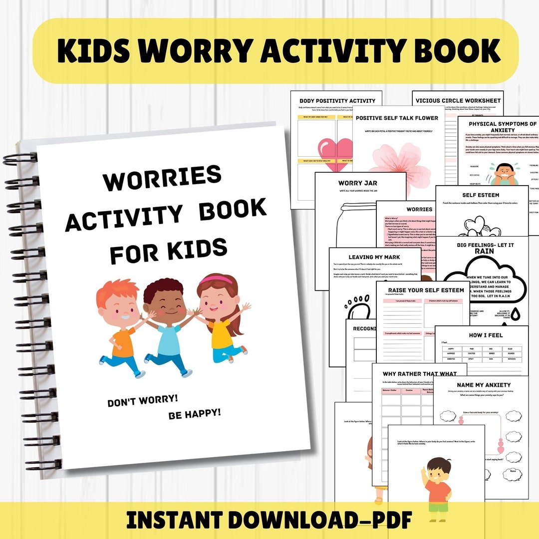 Worry Anxiety Workbook for Kids CBT Worksheets Therapy Office Decor ...
