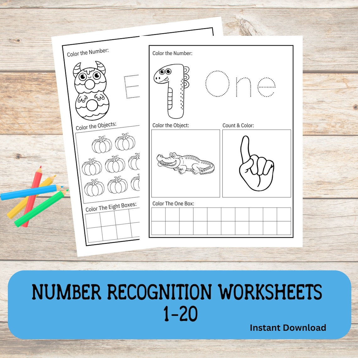 1-20 Number Tracing Preschool Worksheet Printable Handwriting Practice ...