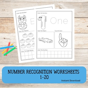 1-20 Number Tracing Preschool Worksheet Printable Handwriting Practice ...