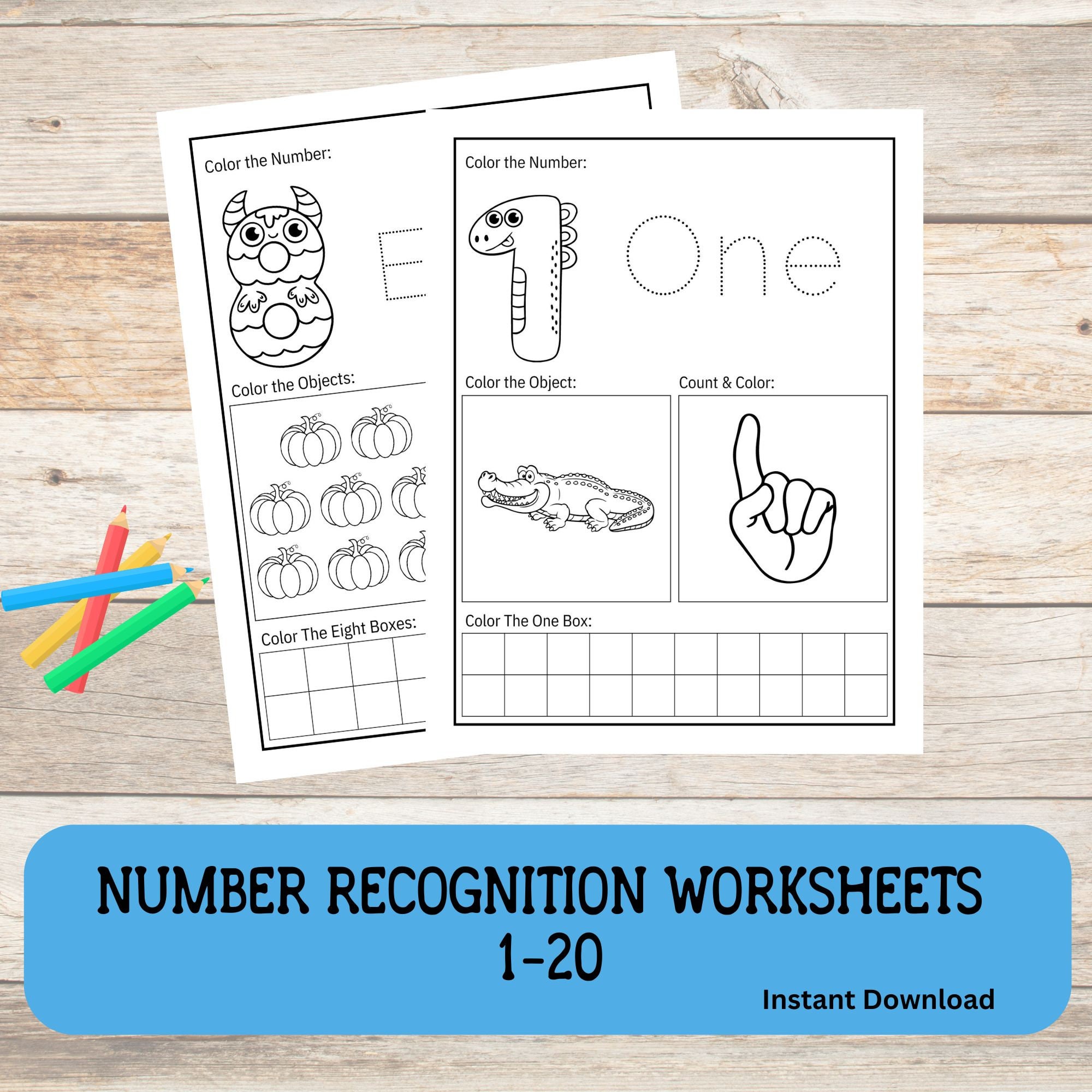 1-20 Number Tracing Preschool Worksheet Printable Handwriting Practice ...