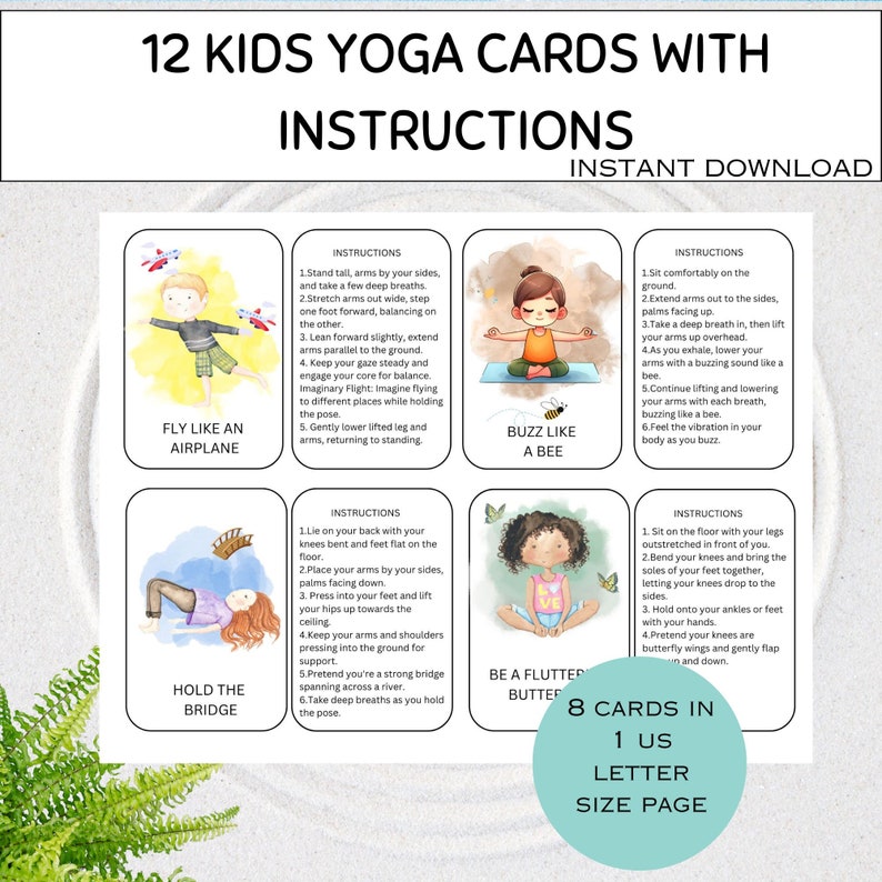 Kids Yoga Poses Yoga Flashcards Kids Movement Activity Yoga Poses Yoga ...