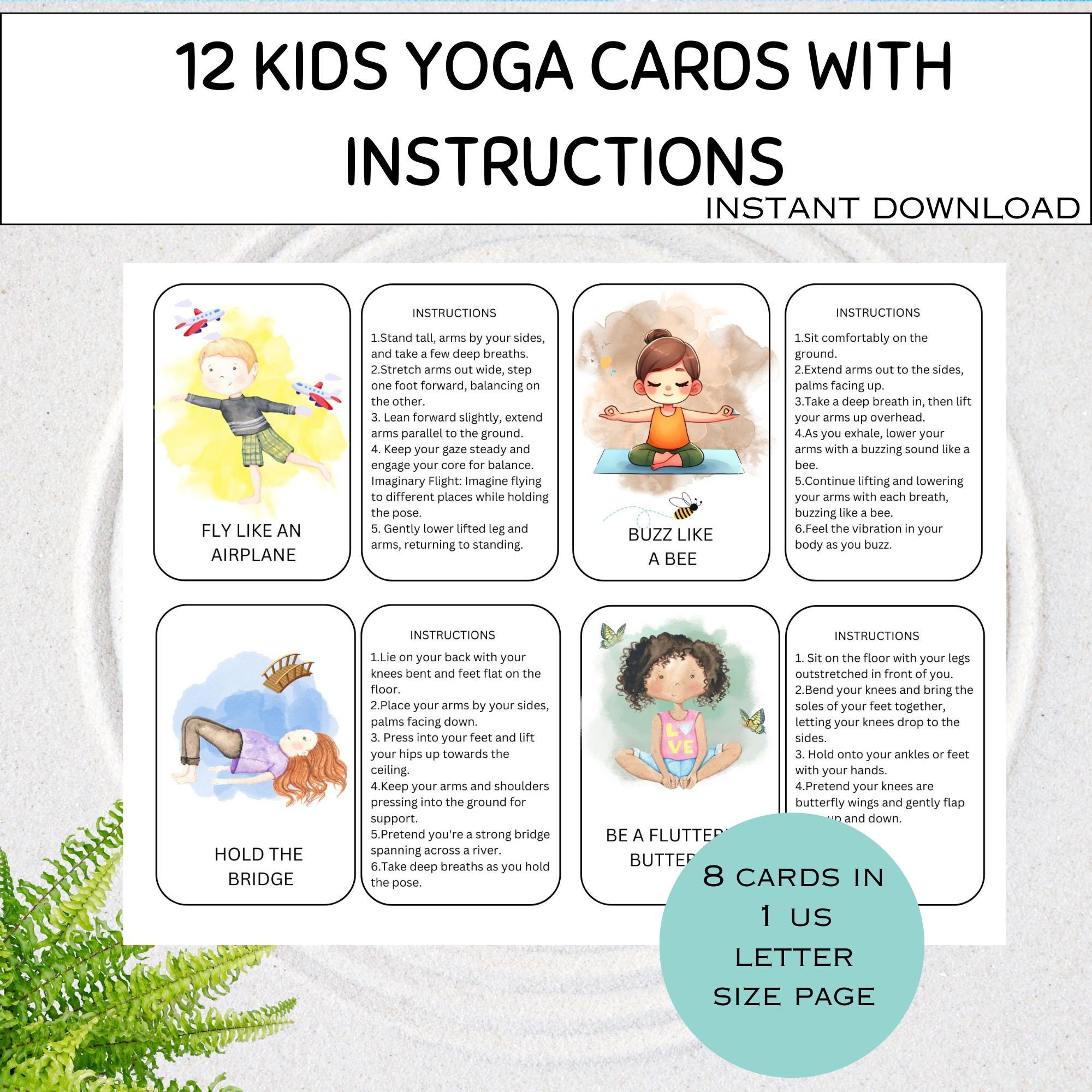 Kids Yoga Poses Yoga Flashcards Kids Movement Activity Yoga Poses Yoga ...