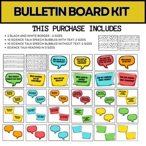 Bright Science Talk Bulletin Board Science Classroom Decor Science Door ...